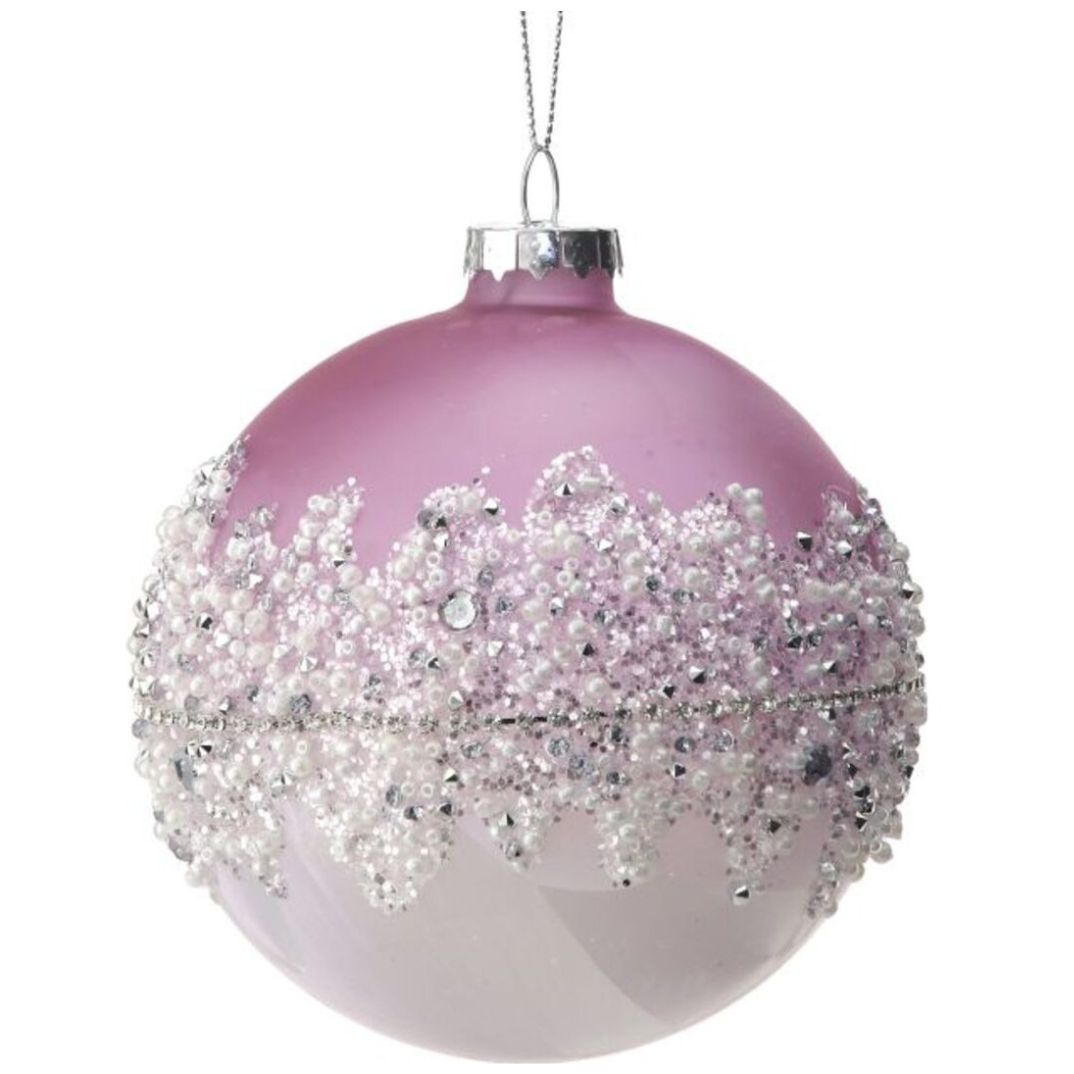 Esfera de Cristal Rosa Nevada 10 Cm