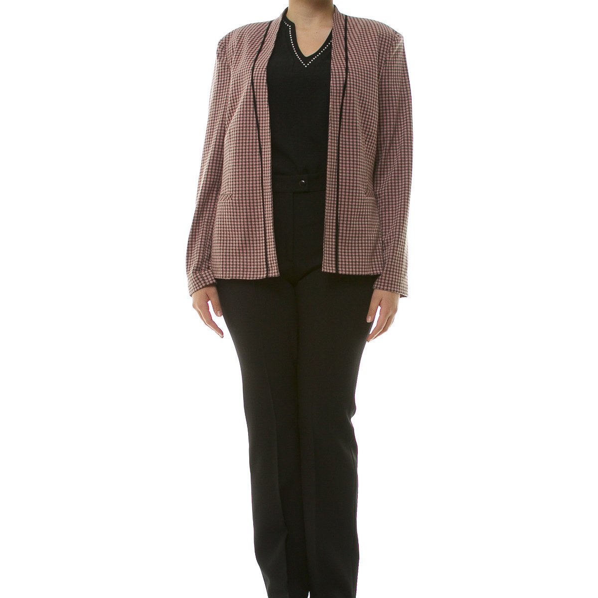 Conjunto de 3 Piezas Saco Combinado Top Liso para Dama Diva