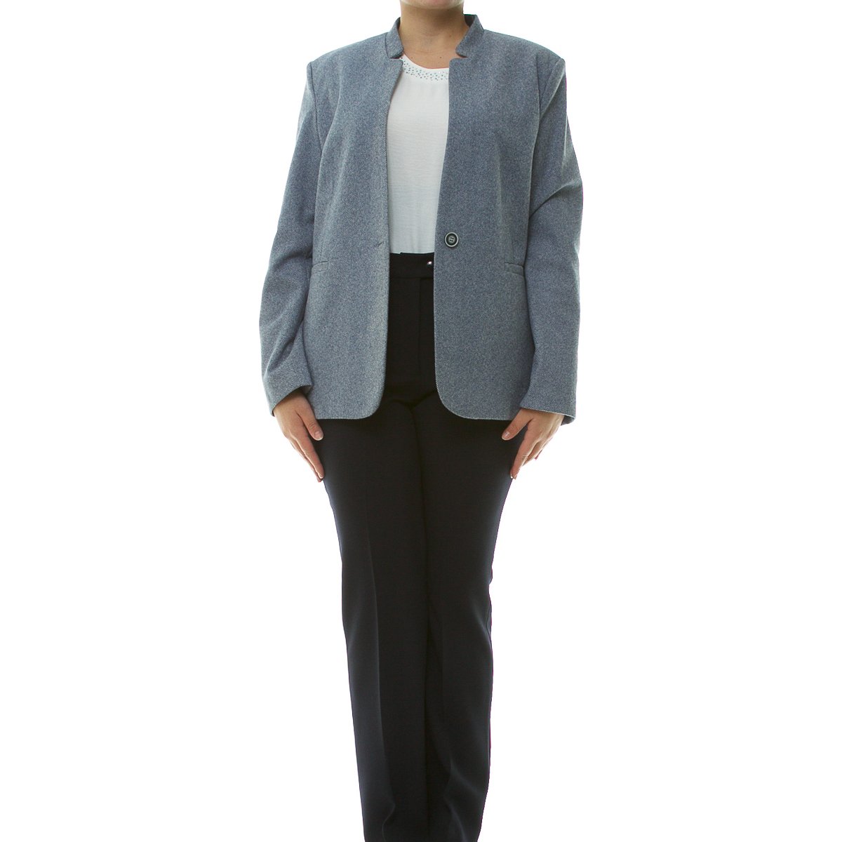 Conjunto de 3 Piezas Saco y Pantalón Combinado Top Liso para Dama Diva