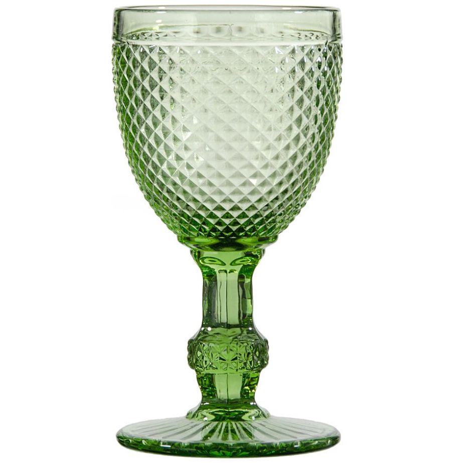 Copa de Vidrio para Vino Tinto Decorado en Relieve Verde Samyo