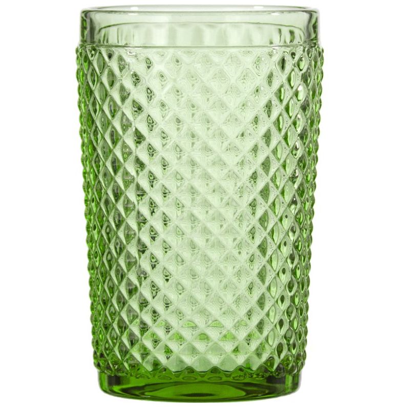 Vaso de Vidrio Decorado en Relieve Verde Samyo
