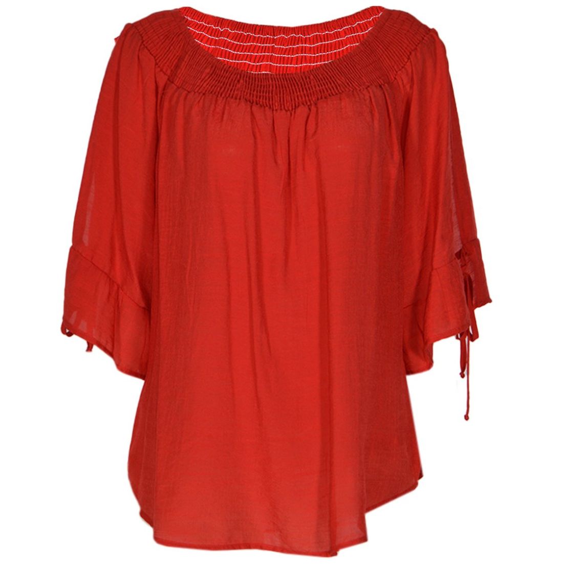 Blusa para Mujer, con Smock en Cuello y Cintas en Manga Davinchy
