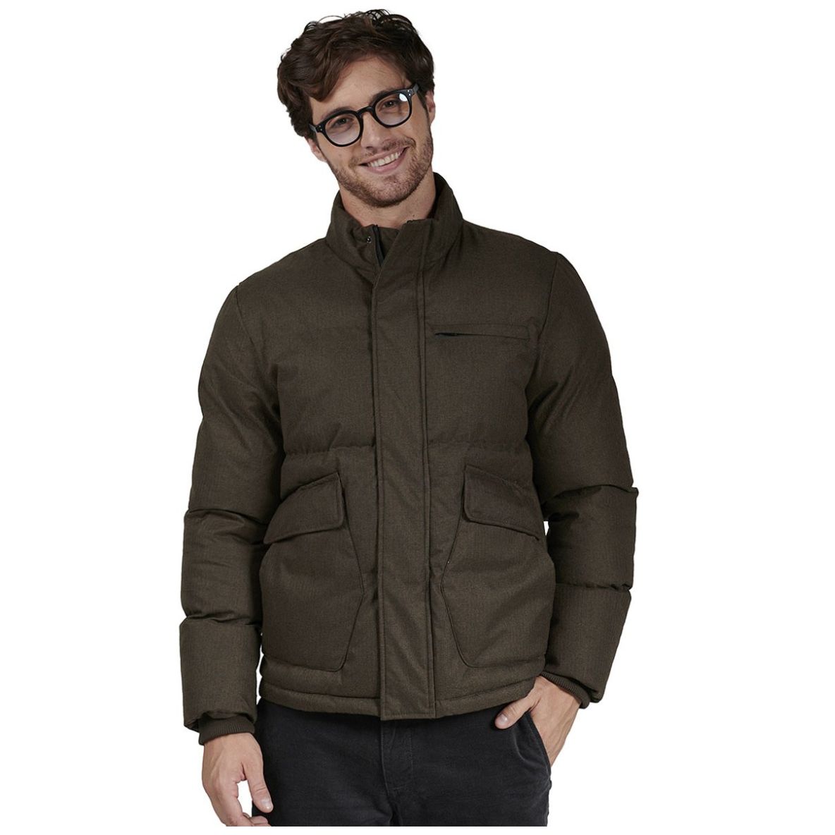 Chamarra para Hombre Cazadora Capitonada con Cuello Alto