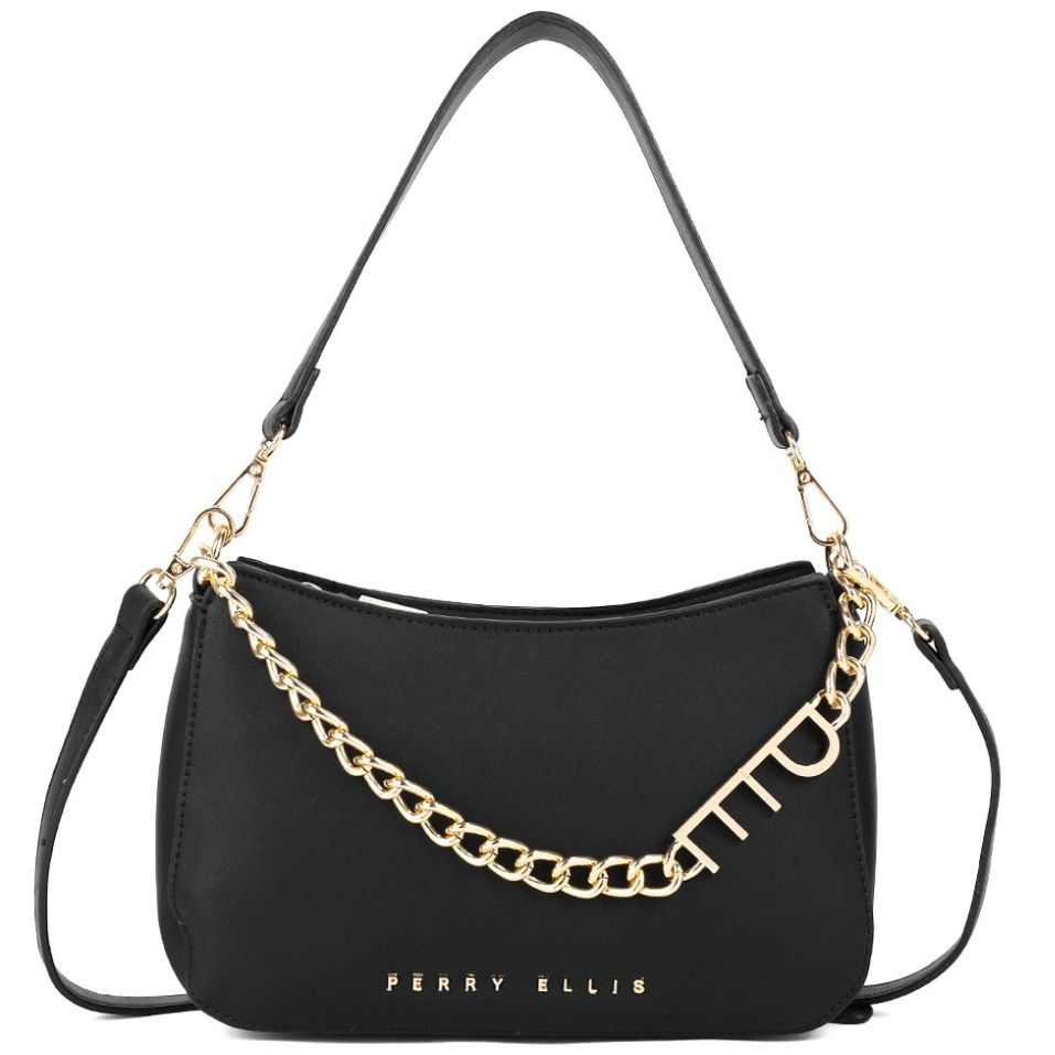 Bolsa Estilo Hobo Marca Perry Ellis Color Negro
