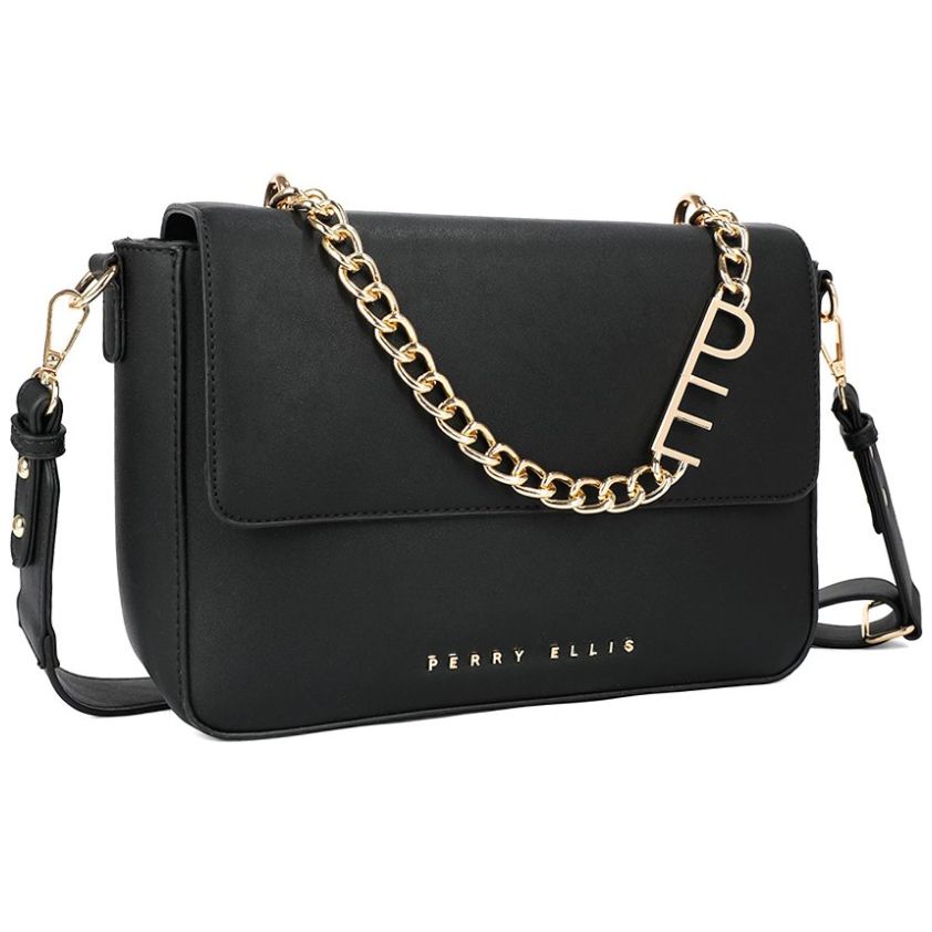 Bolsa Estilo Crossbody Marca Perry Ellis Color Negro