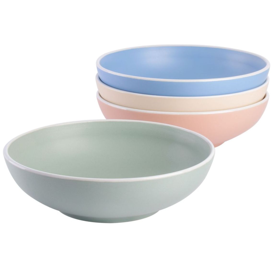 Set 4 Tazón 8.5 Pul 4 Col Borde Blanco 4 Personas Gibson