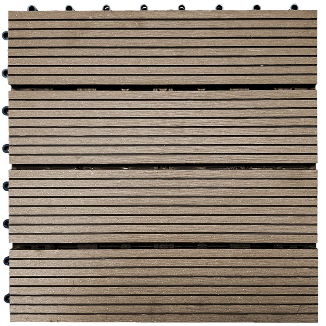 Piso Modular Deck Chocolate para Jardín de 30 X 30 Cm Cubre 0.81M2 Deco Pvc