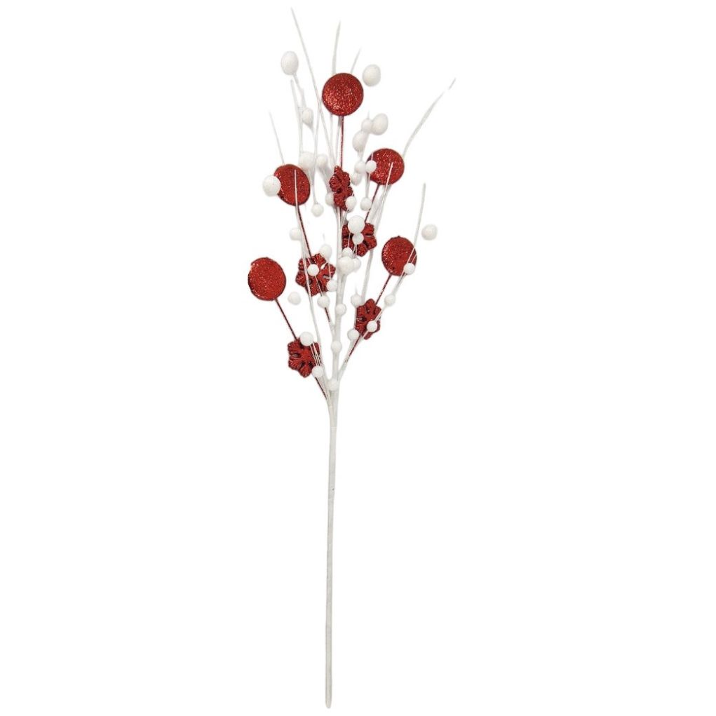 Rama Candy Rojo con Berries Blancas 75Cm