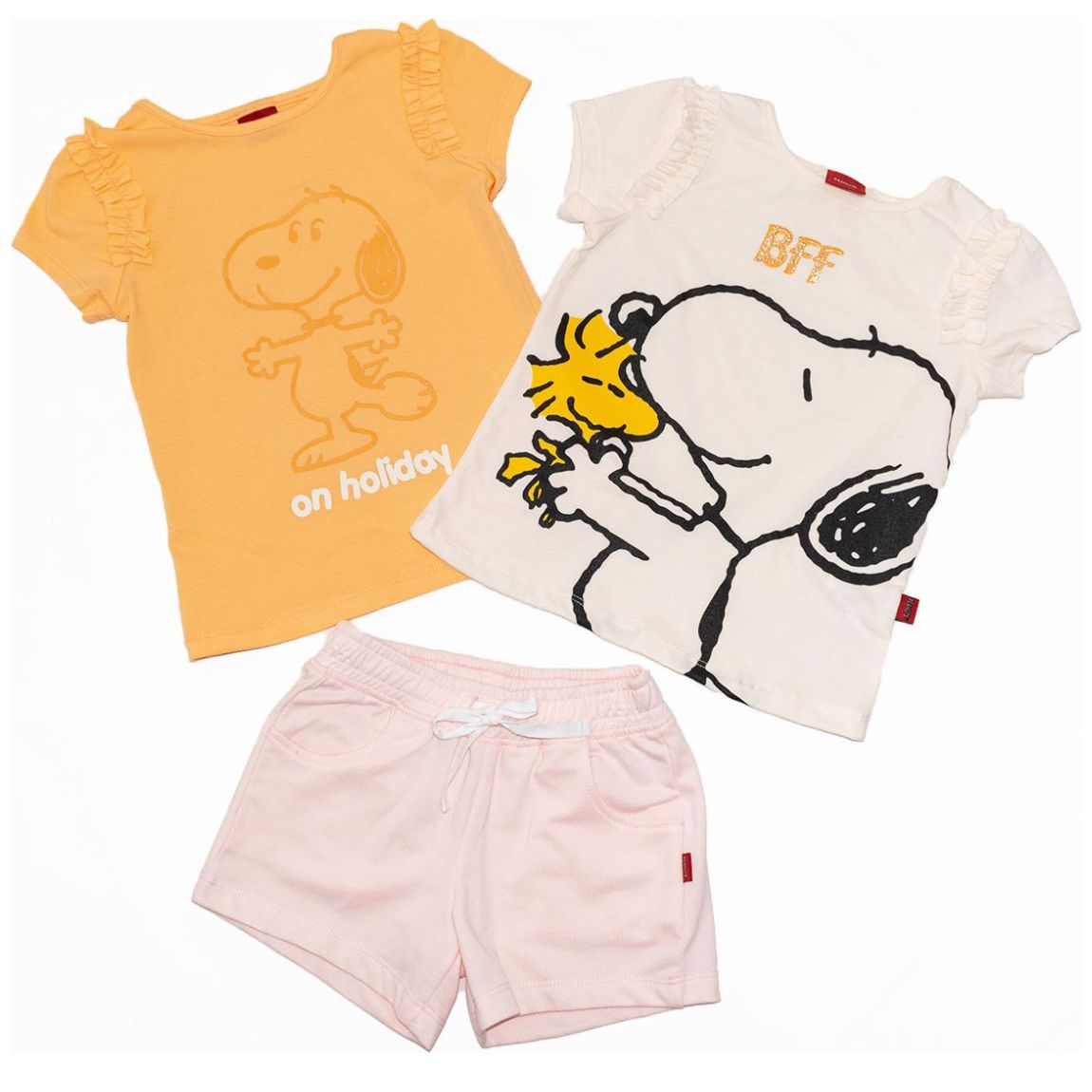 Set Peanuts 3 Piezas 2 Playeras Sin Manga Y Short para Niña