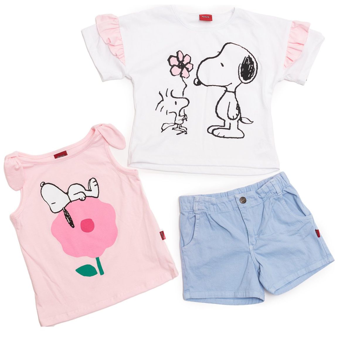Set Peanuts 3 Piezas 2 Playeras Manga Corta Y Short para Niña