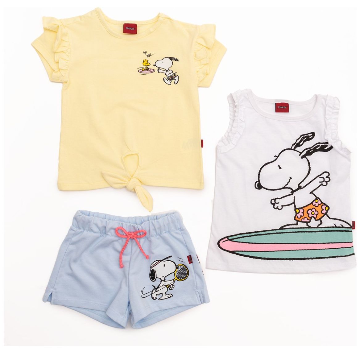 Set Peanuts 3 Piezas Playeras Manga Corta Y Short para Niña