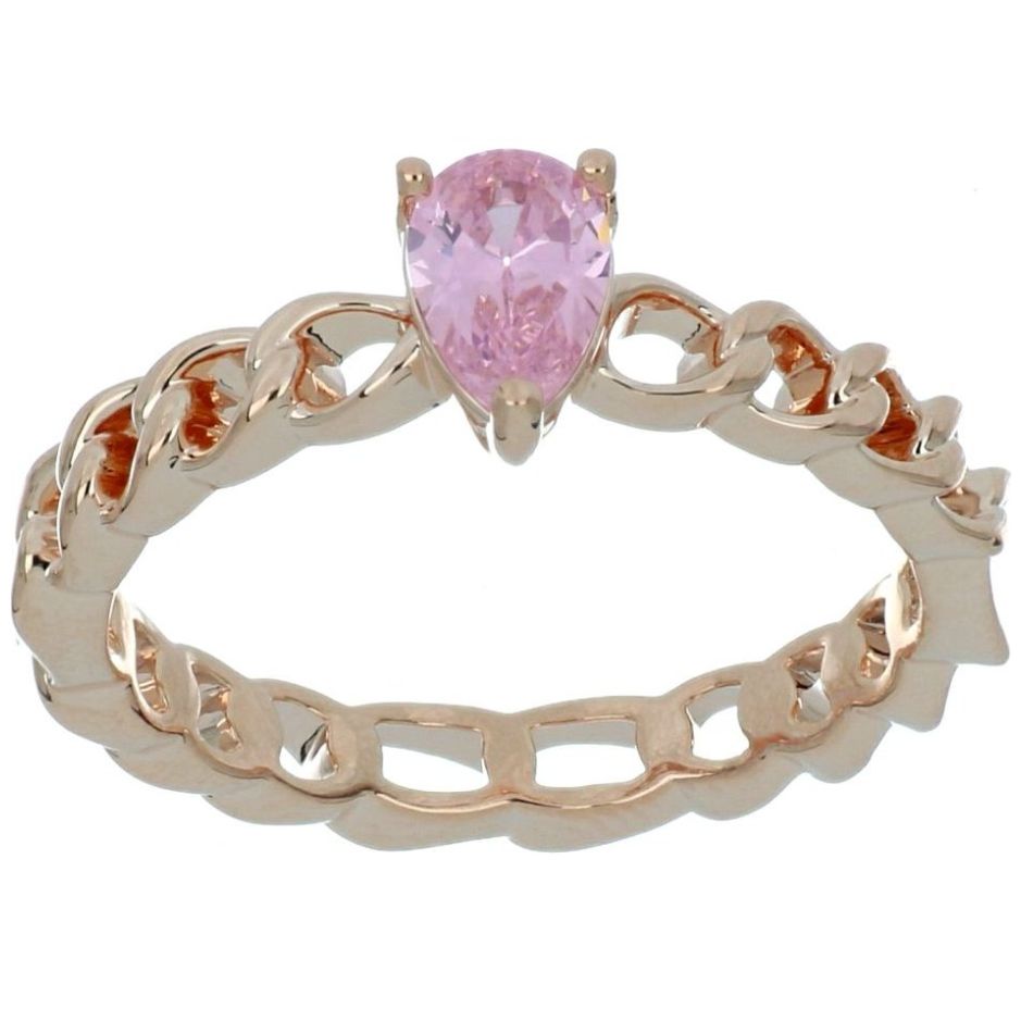 Anillo con Pera Rosa Acabado en Chapado Oro Rosa Farfalla Bonetti