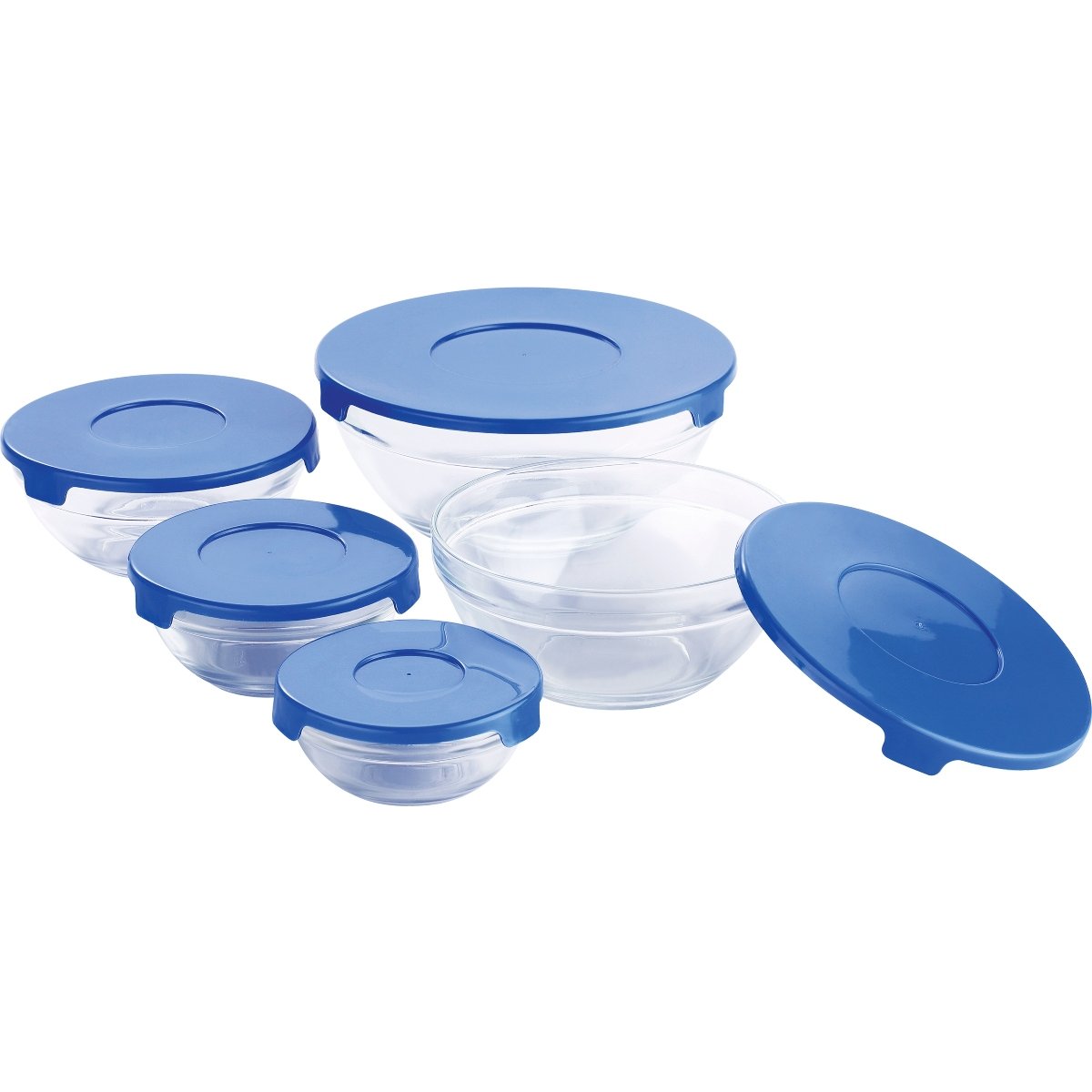 Set 5 Bowls Cristal con Tapa Azul Renberg