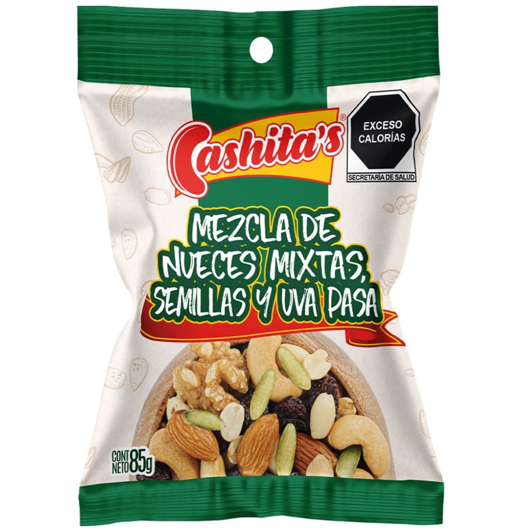 Mezcla de Nueces Mixtas, Semillas Y Uva Pasa 85G
