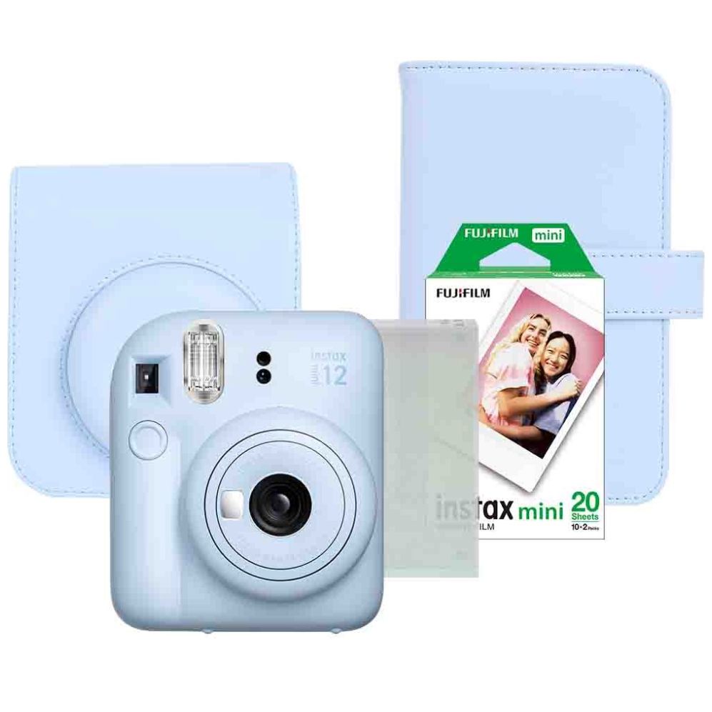 Paquete Instax Mini 12 Azul+ Álbum+ Funda