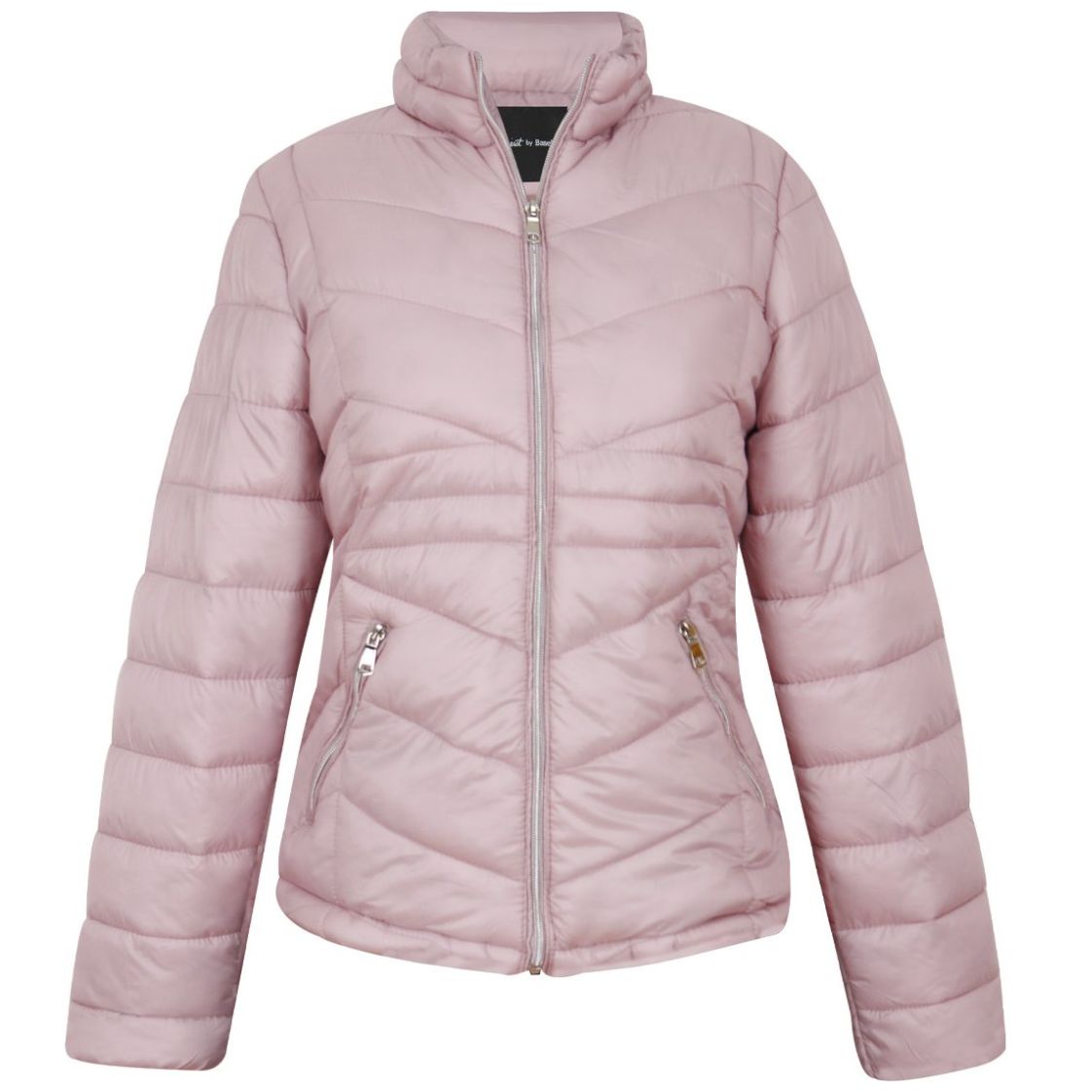 Chamarra Rosa Just By Basel Cuello Alto Diseño Capitonada con Cierre