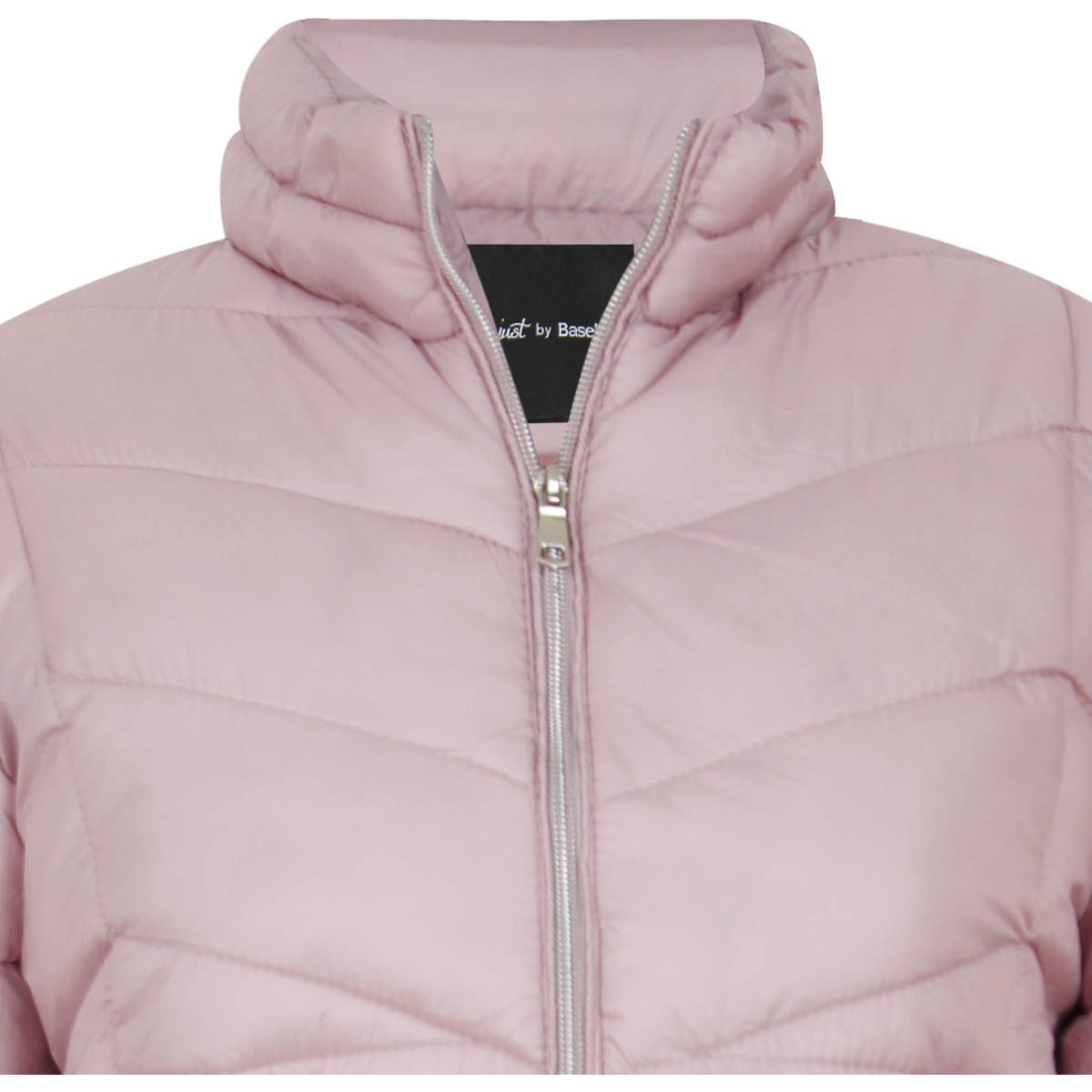 Chamarra Rosa Just By Basel Cuello Alto Diseño Capitonada con Cierre