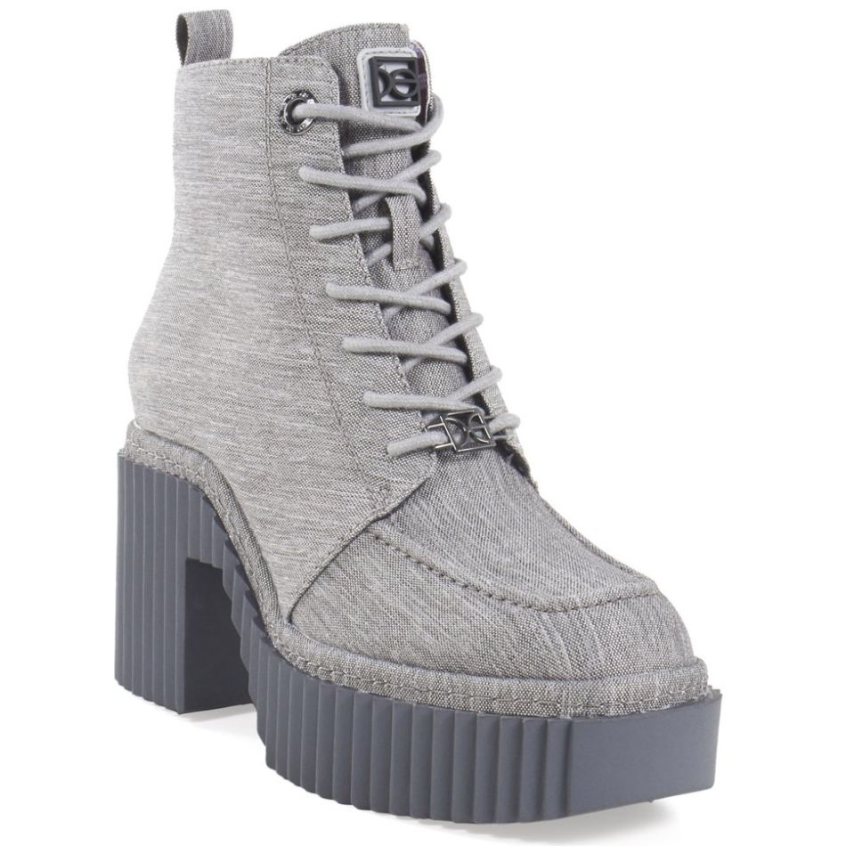 Botín Gris de Plataforma Chunky con Agujetas Cloe