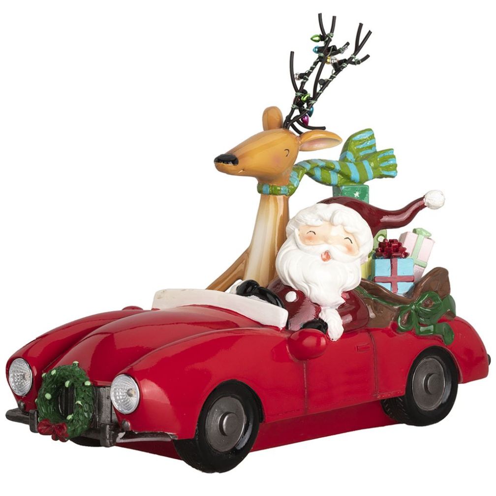 Carro con Santa, Reno Y Regalos con Luz 24Cm Gto