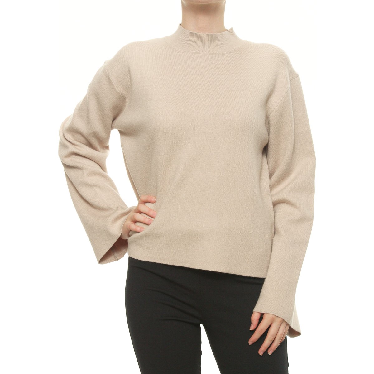 Suéter Manga Ancha Cuello Alto Para Dama Black Tape