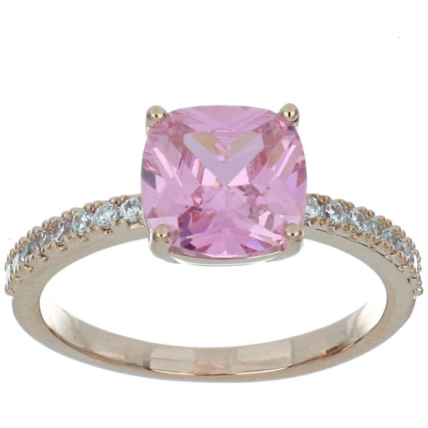 Anillo Piedra Rosa Acabado Chapado Oro Rosa para Mujer Farfalla Bonetti