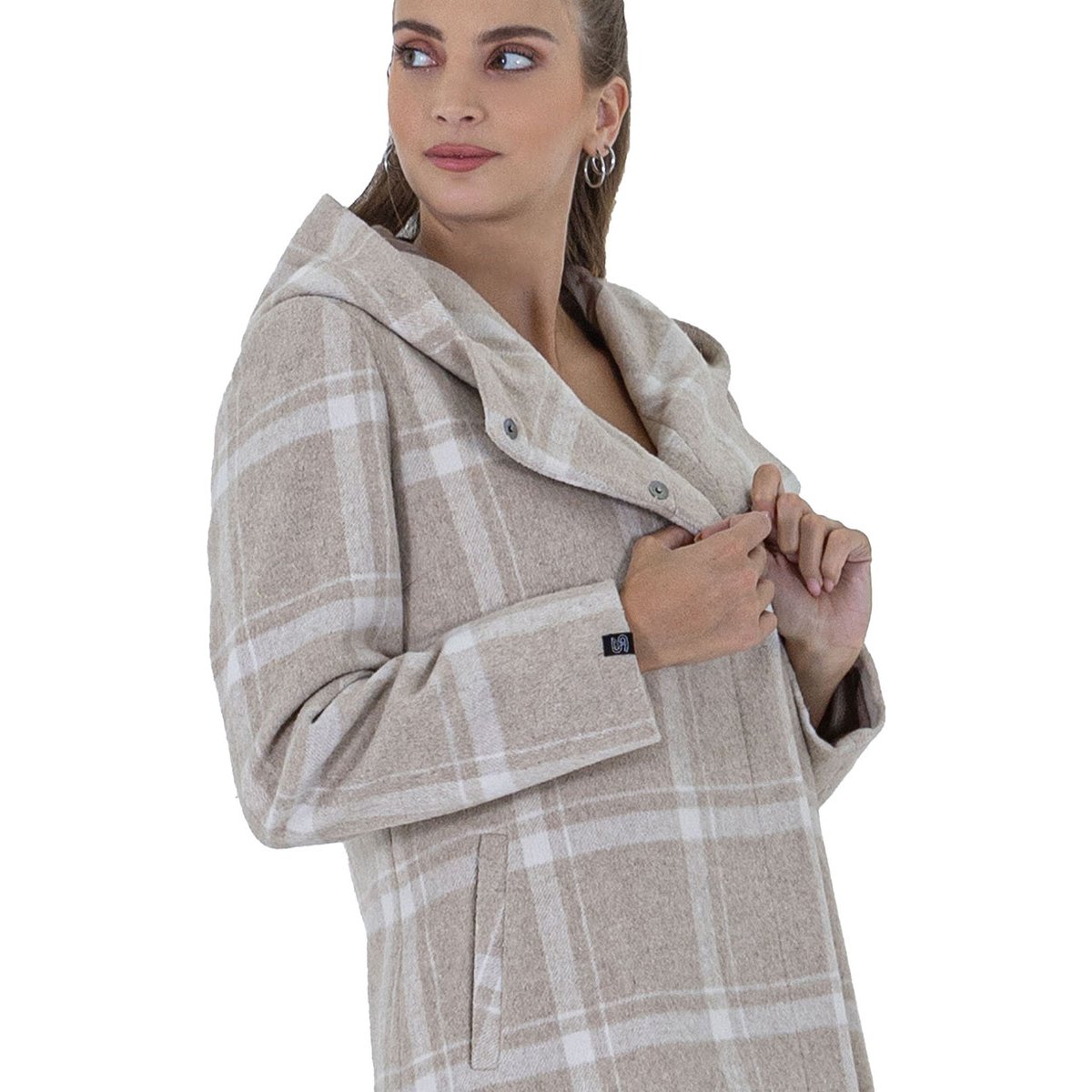 Abrigo con Capucha Integrada Broches Oculto para Mujer