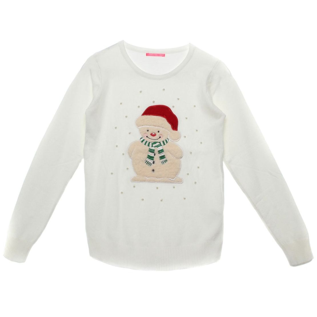 Suéter Navidad con Aplicación Snowman Peluche y Perlas Studio si para Niña