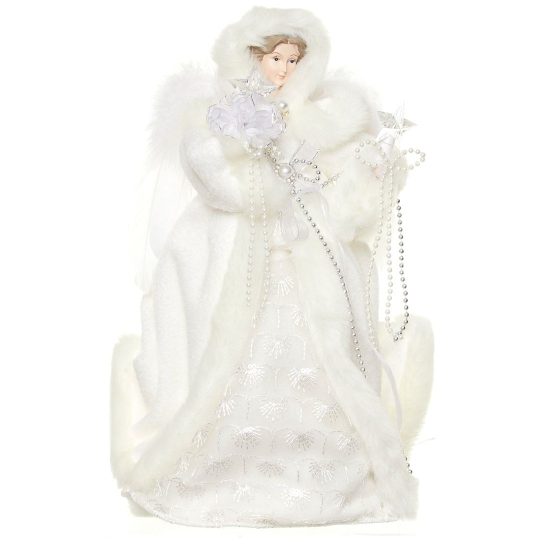 Angel con Gorro Blanco con Luz 35Cm