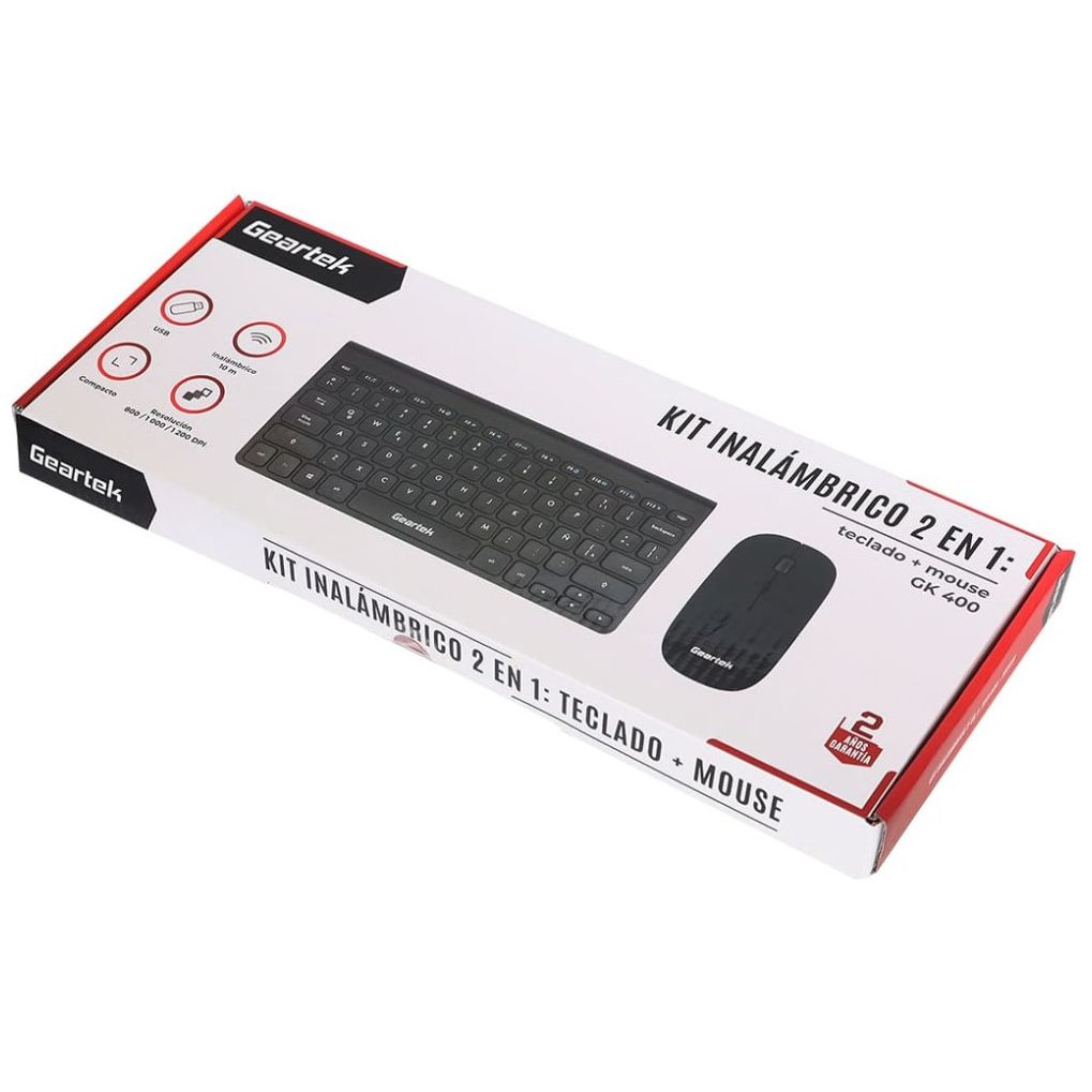 Teclado+ Mouse Compacto Inalámbrico Negro Geartek