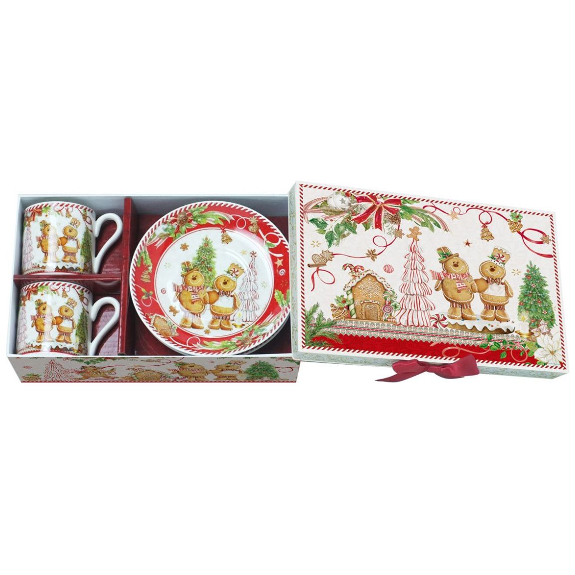 Set de 2 Taza de Espresso con Plato Navidad Gingerbread Sears