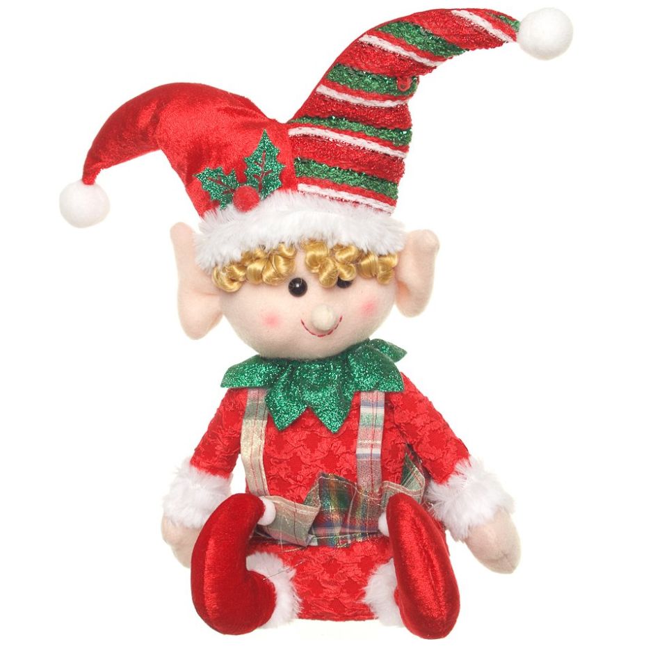 Duende Sentado Cuadros Rojo Y Verde 32Cm
