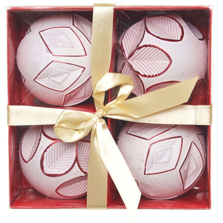 Caja con 4 Esferas 10Cm Mix 2 Acabados Rojo Atlas Global