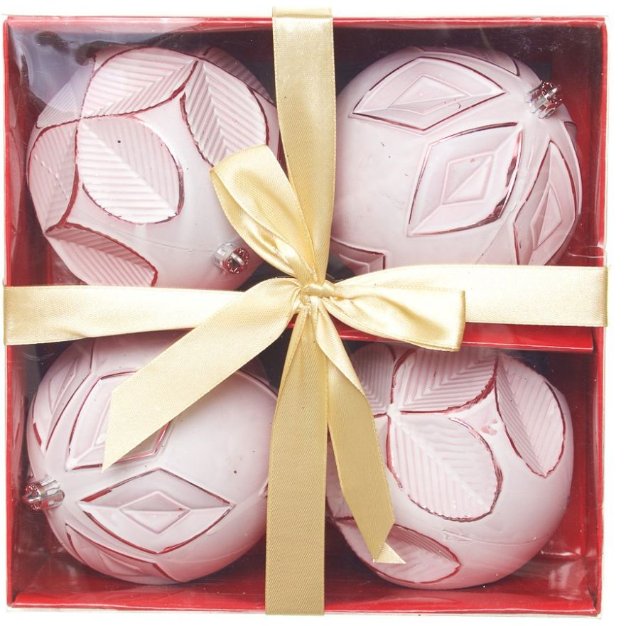 Caja con 4 Esferas 10Cm Mix 2 Acabados Rosa Atlas Global
