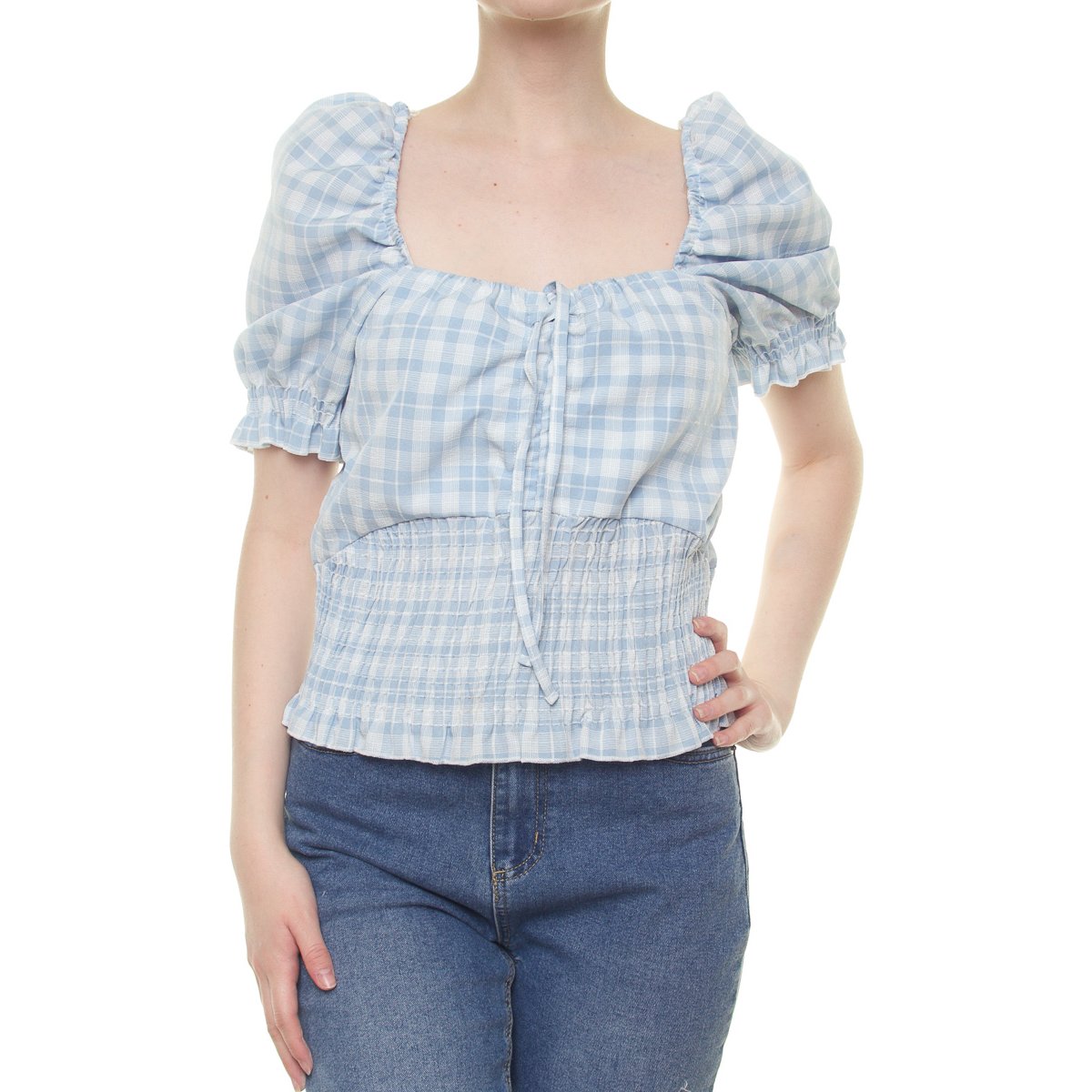 Blusa Manga Corta Escote Cuadrado para Dama Studio si