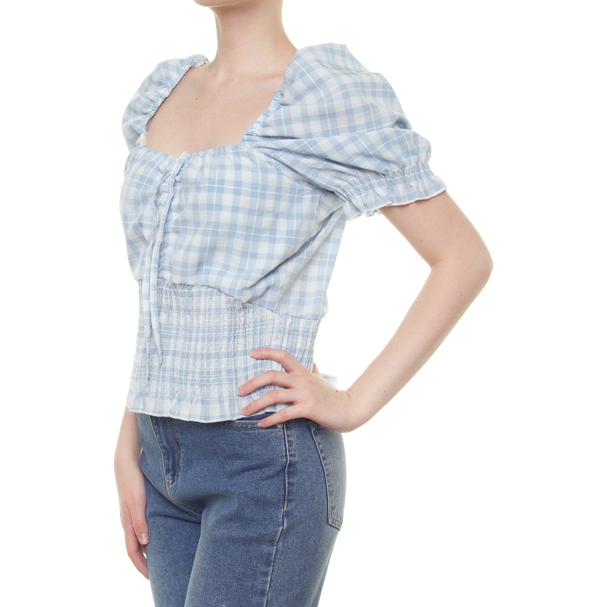 Blusa Manga Corta Escote Cuadrado para Dama Studio si
