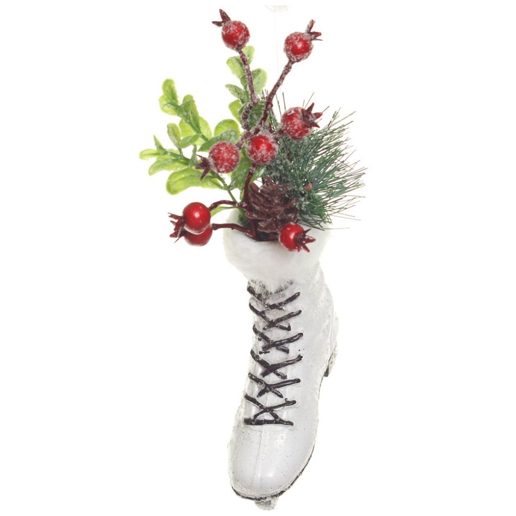 Ornamento Patin Duende Decorado Blanca 16Cm