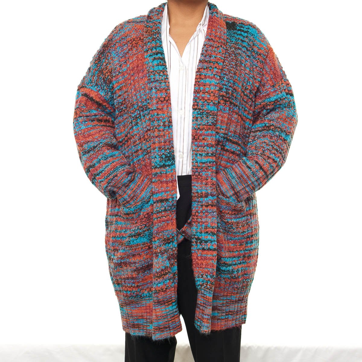 Suéter Cárdigan Largo con Bolsas para Dama Dex Plus