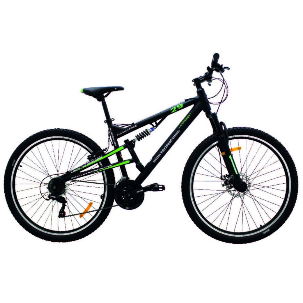 Bicicleta Negra con Verde Flashing Alum Dob-Susp Eq-Shimano R-29 2