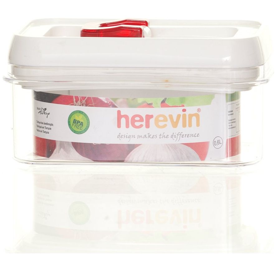 Hermético Rectangular 600 Ml Rojo Herevin