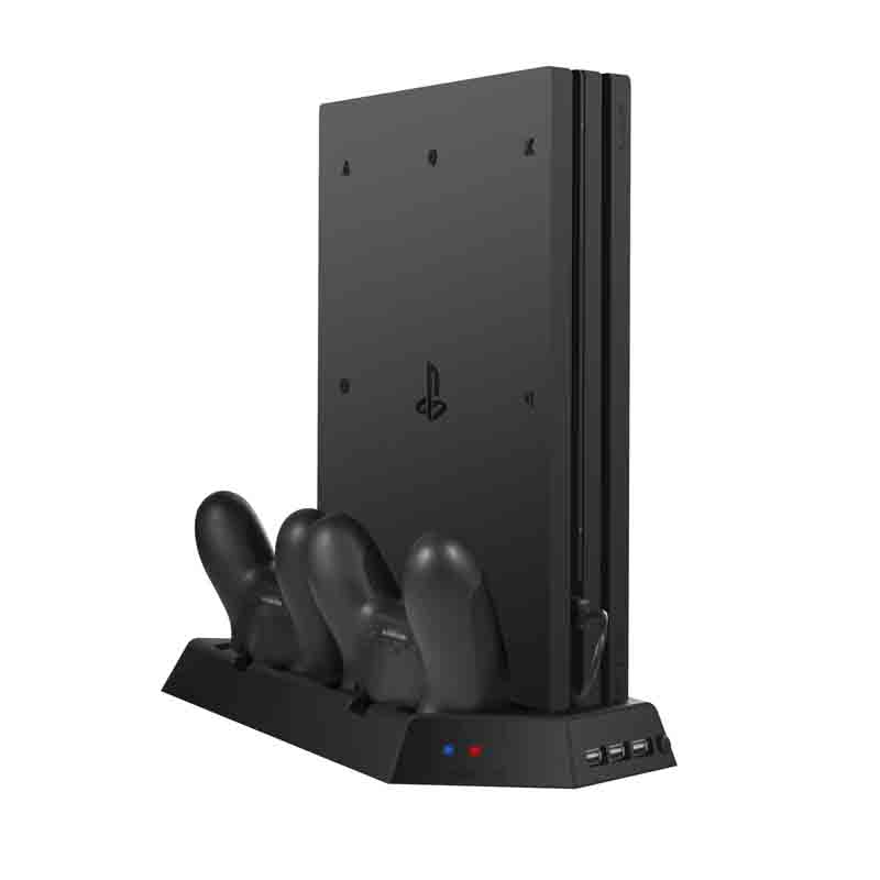 PS4 Pro Base Vertical Enfriadora + 2 Puertos Carga (Negra)