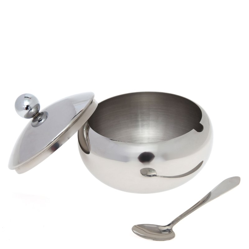 Azucarera Redonda Acero Inoxidable Con Tapa Y Cuchara A Tono Modelo SM