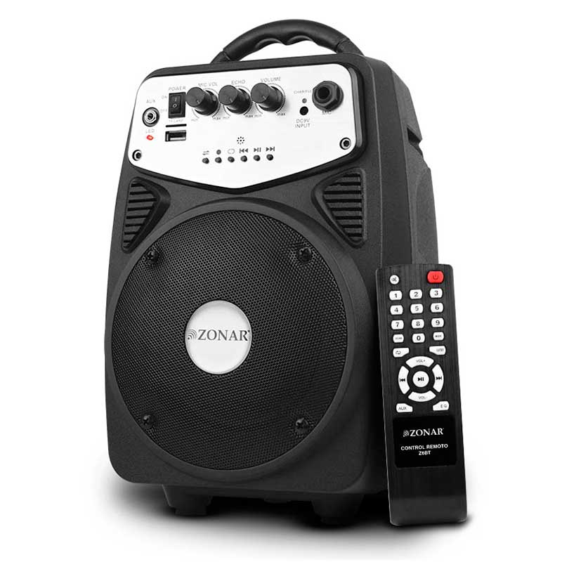 Mini Bafle 6 plg. Zonar Z6BT Amplificado Bluetooth Recargable Portátil Usb