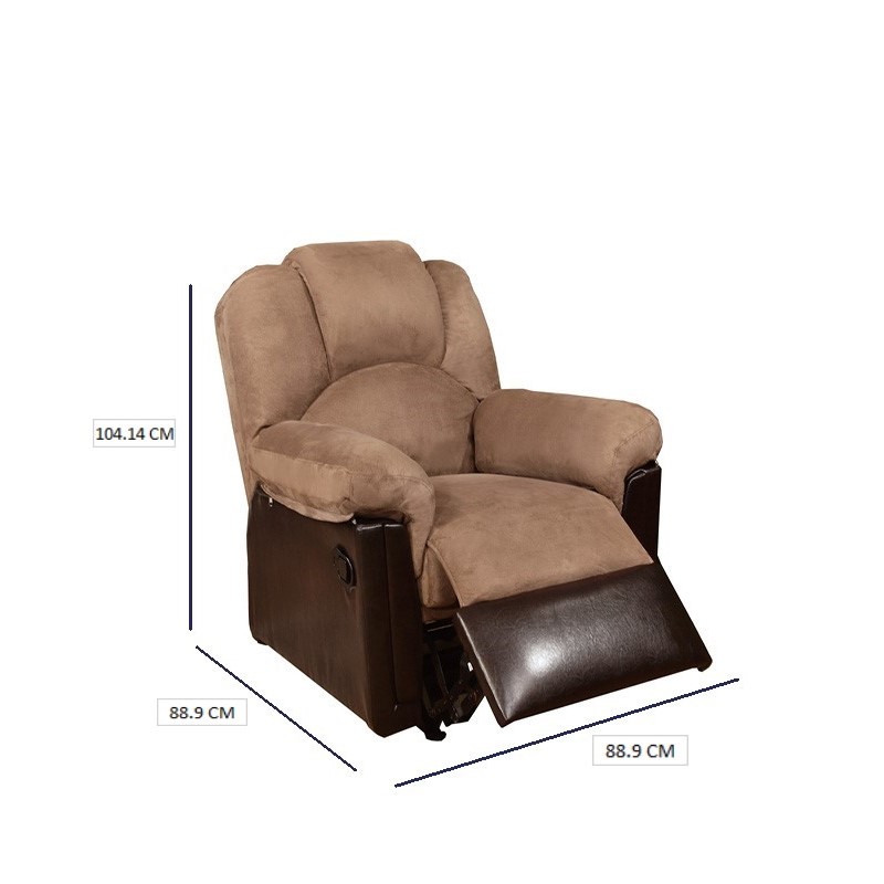 Sillon Reclinable, color cafe claro con partes de piel reconstituida ...