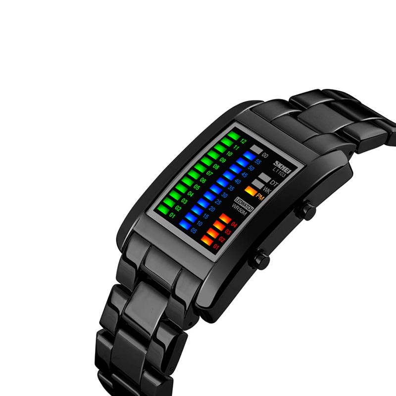 Reloj Futurista, Iluminación con LEDs, Resistente al Agua, Hora, Día