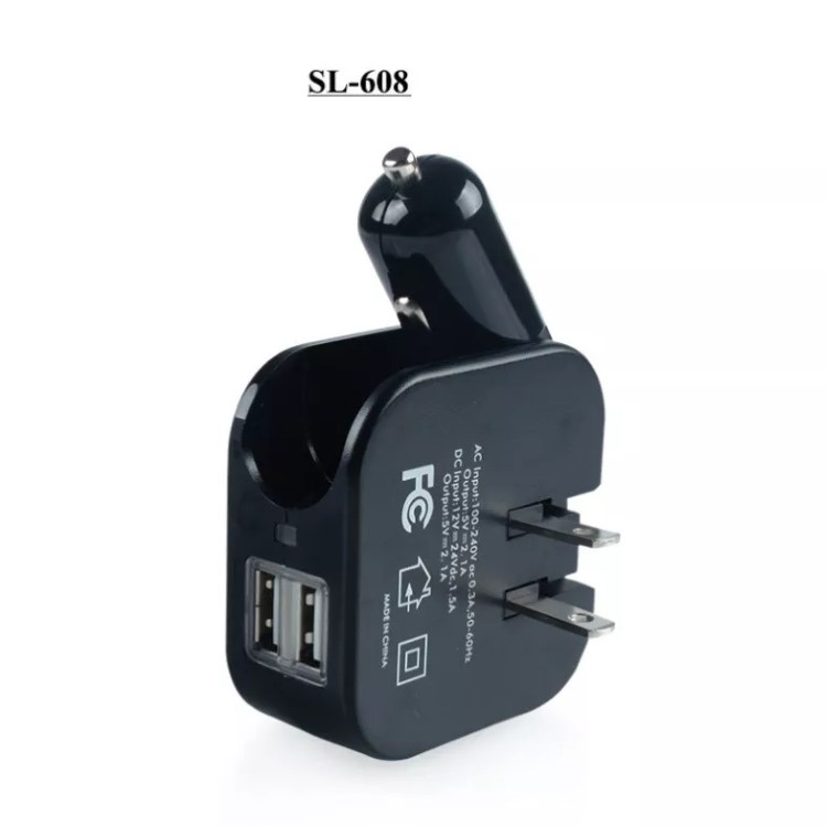 Cargador Carga Rapida Dual Pared Y Auto Doble Usb 24 Amp O Travel