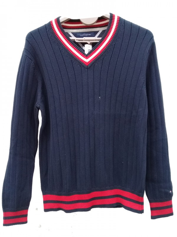 Sueter Tejido Color Azul Marino Con Franjas Rojas Y Blancas Am Ilan ...