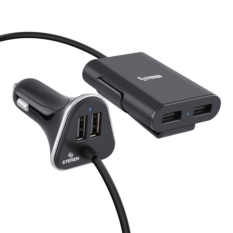 Cargador USB Auto 4 Salidas Extensión Steren