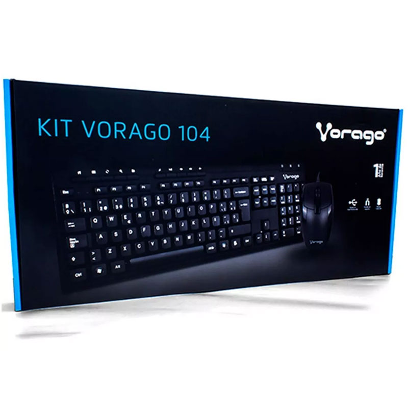 Kit Teclado y Mouse VORAGO Multimedia KM-104 USB Negro AC-395879-1