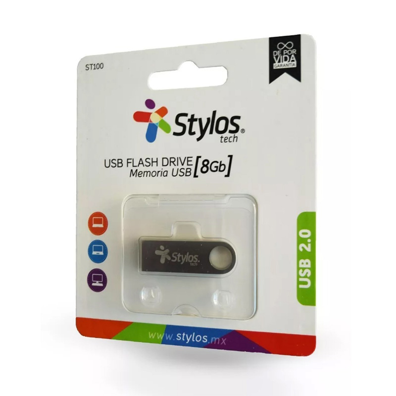 Memoria Usb Stylos 8gb Flash 2.0 Plata Stmusb1b