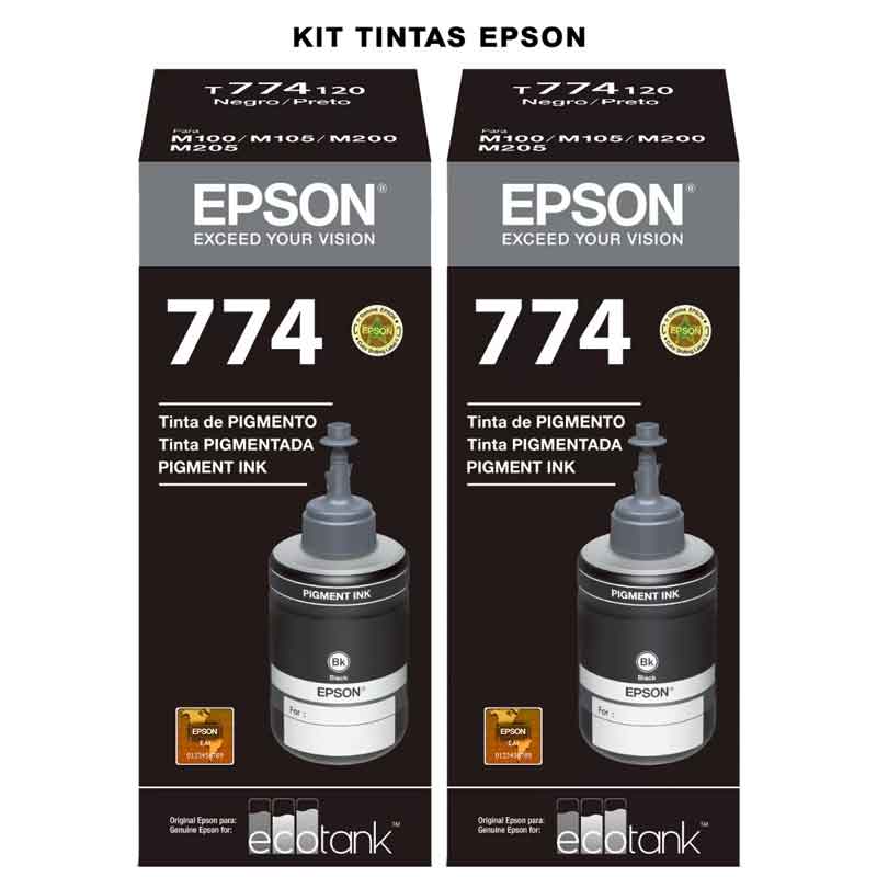 Kit 2 Botellas Tinta EPSON T774 Negro para M100 M105 M200 M205